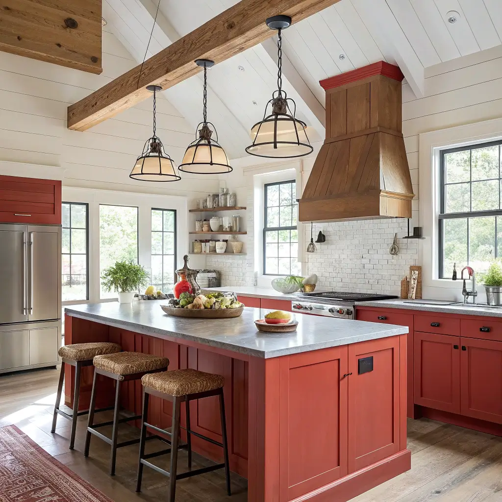 15 Inspiring Red Farmhouse Kitchen Ideas and Modern Touches